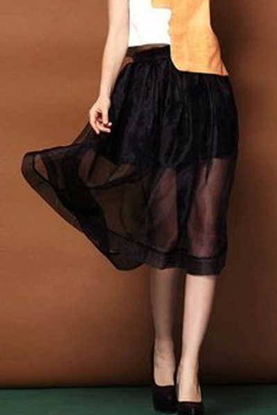 Fashion Solid A Line Knee Length Black Skirtskirtsbottomslovelywholesale Wholesale Shoes