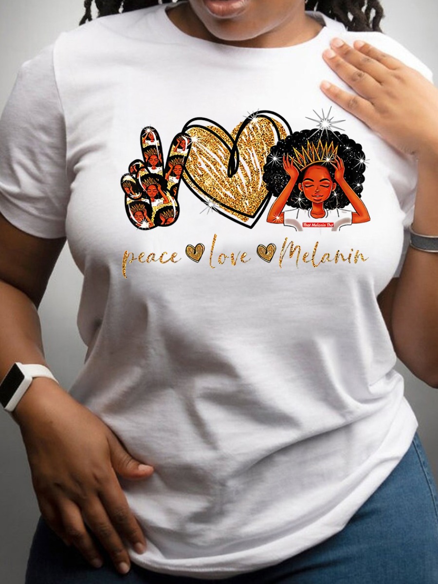 LW Heart Letter Figure Print T-shirt Sale | LovelyWholesale