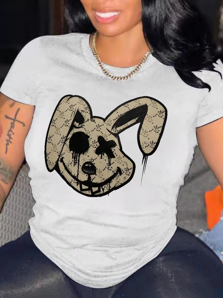 LW Round Neck Cartoon Print T-shirt Sale | LovelyWholesale