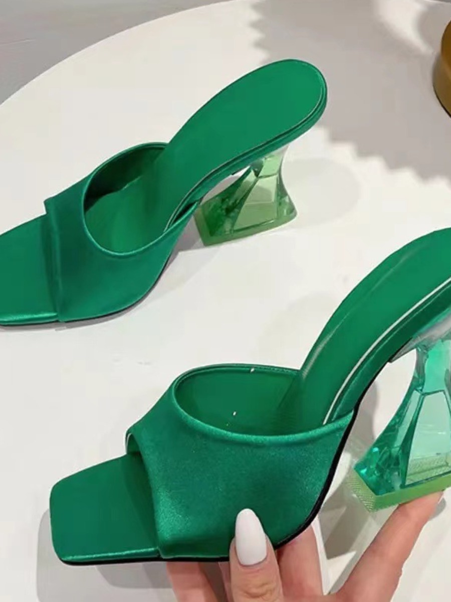 LW SXY Glass Heel Square Toe Heels Sale | LovelyWholesale