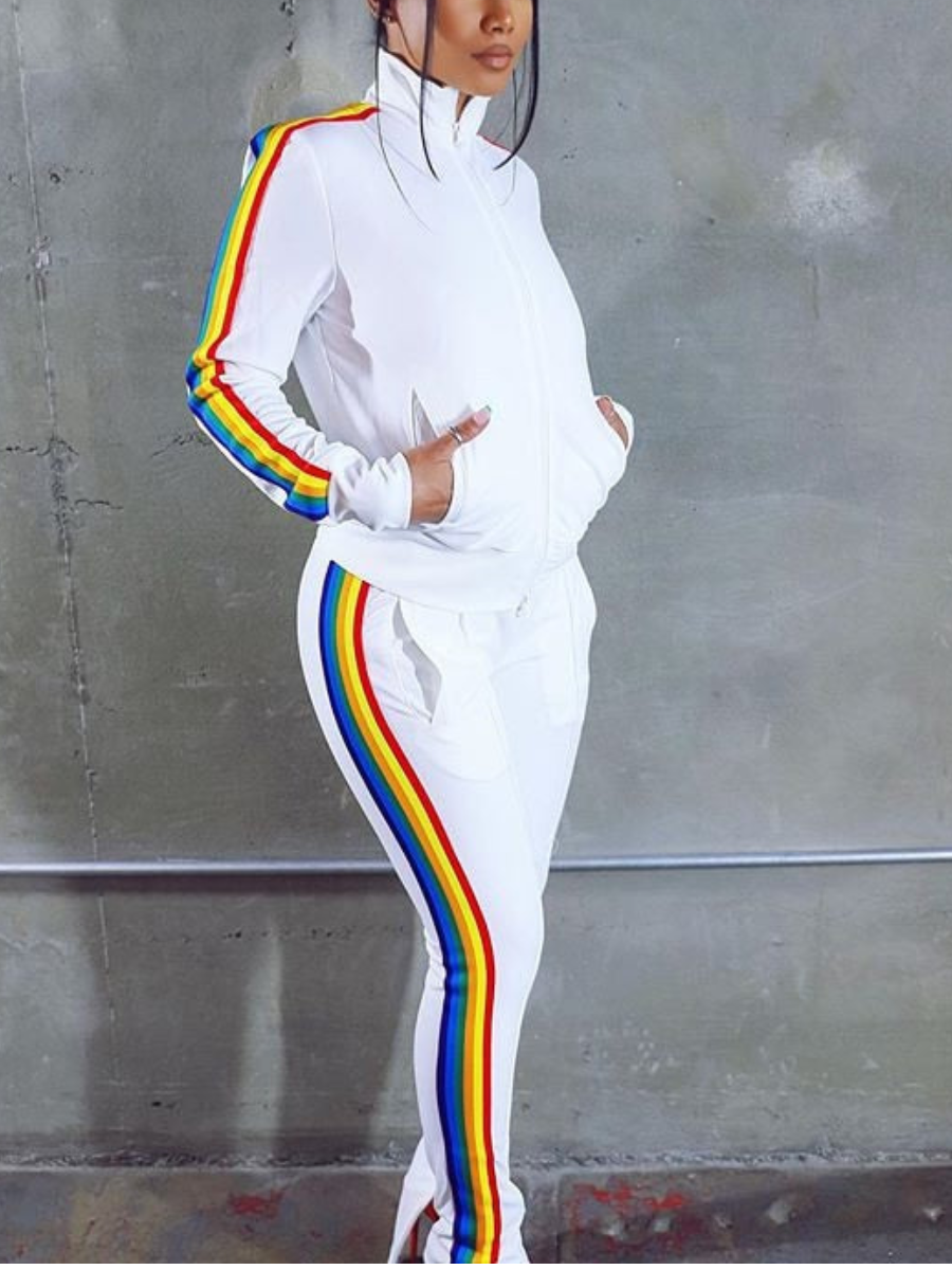 LW Rainbow Striped Tracksuit Set Sale | LovelyWholesale