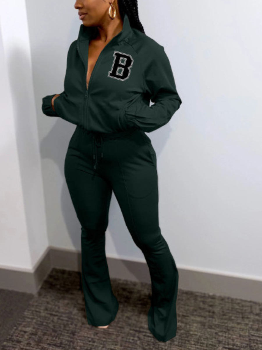 LW Letter Decor Drawstring Flared Tracksuit Set Sale | LovelyWholesale