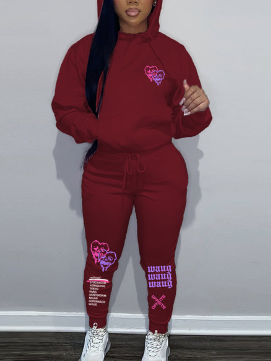 LW Heart Letter Print Tracksuit Set Sale | LovelyWholesale