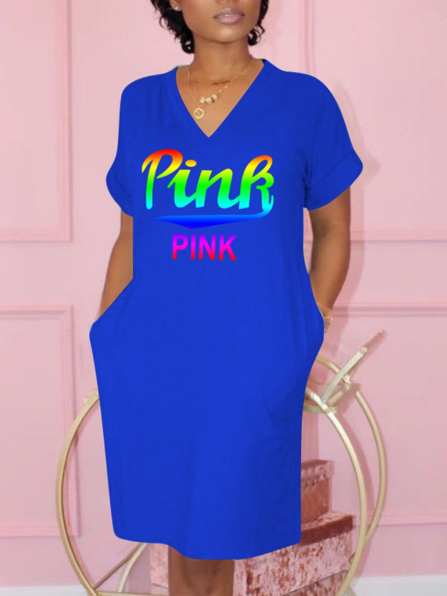 LW Plus Size Gradient Pink Letter Print Dress Sale | LovelyWholesale
