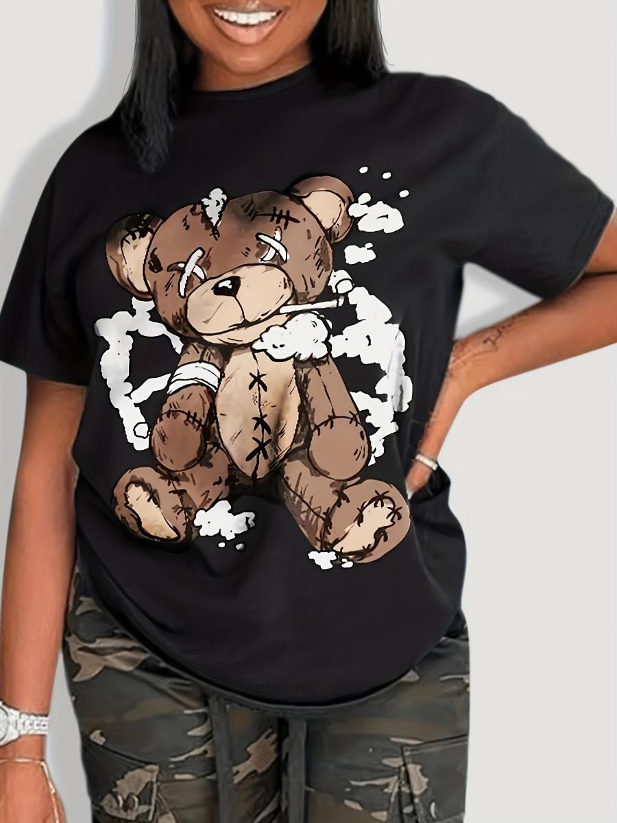 LW Round Neck Cartoon Print T-shirt Sale | LovelyWholesale