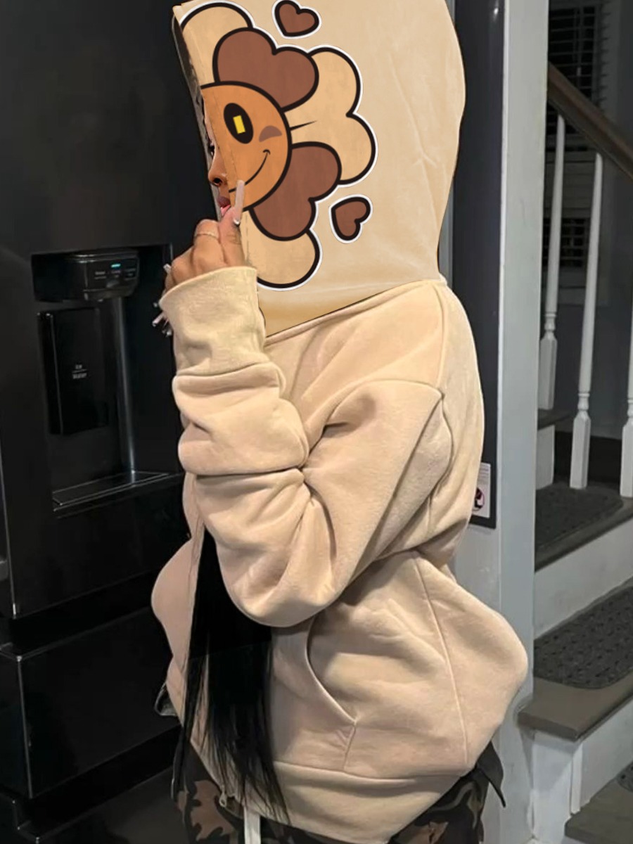 LW Cartoon Letter Print Kangaroo Pocket Jacket Sale | LovelyWholesale