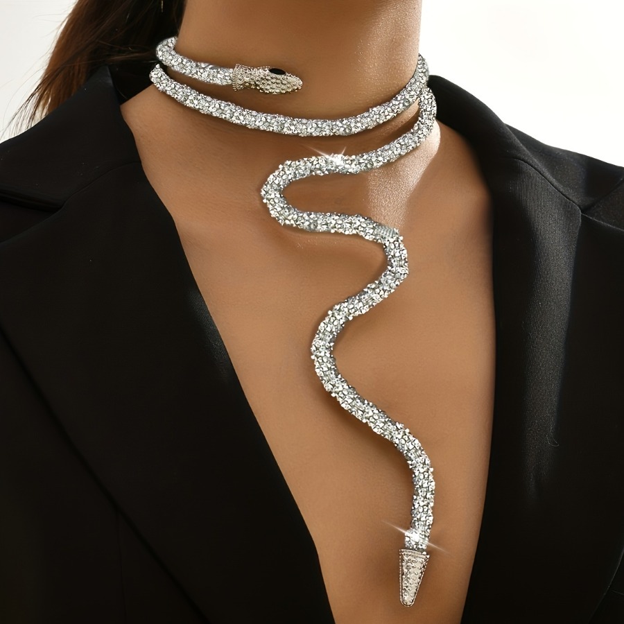 LW Rhinestone Snakeskin Print Alloy Necklace Sale | LovelyWholesale