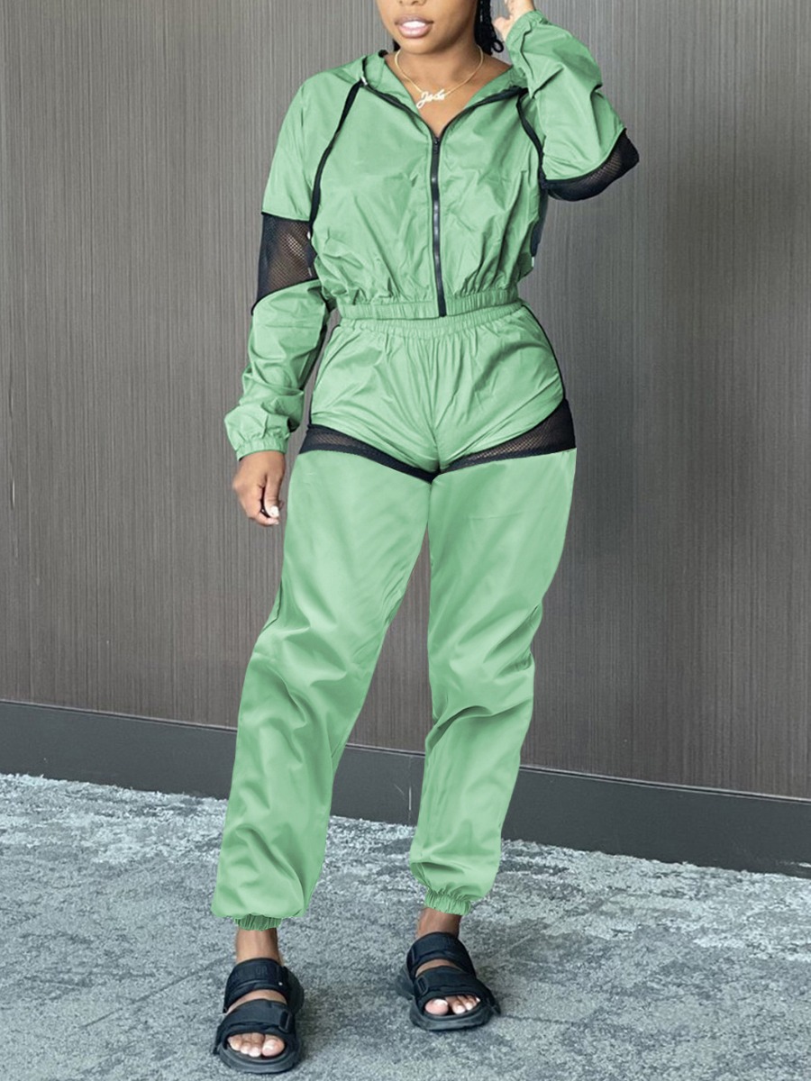 LW Hooded Collar Zipper Design Pants Set Sale | LovelyWholesale